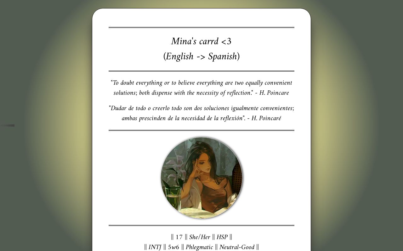 mina's self intro card